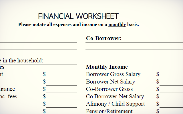 Download our Financial Worksheet